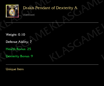 Drakis Pendant of Dexterity A - Klasgame.com