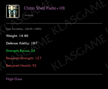 Chitin Shell Pads(+10) ( +4 eşya ) - Klasgame.com